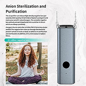 Purecubic Gray Personal Air Purifier Necklace Portable Hanging Neck USB Mini Kids Small Battery Power Necklace Air Purifier No Filter