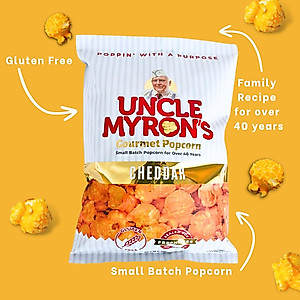 Uncle Myron's Cheddar Cheese Popcorn, Cheese Popcorn, 9 oz. Bag, Gluten Free, Gourmet Popcorn, Cheesey Popcorn, Cheesy Popcorn, Cheese Corn