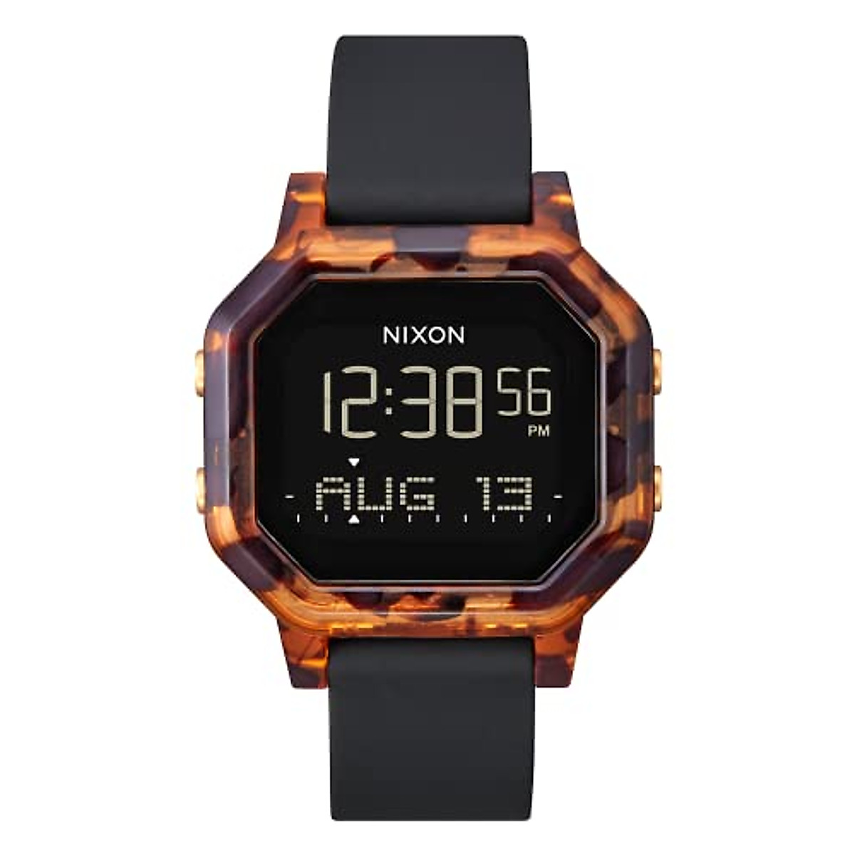 NIXON Siren A1210 - Tortoise - 100m Water Resistant Women's Digital Sport Watch (38mm Watch Face, 18mm-16mm Pu/Rubber/Silicone Band)