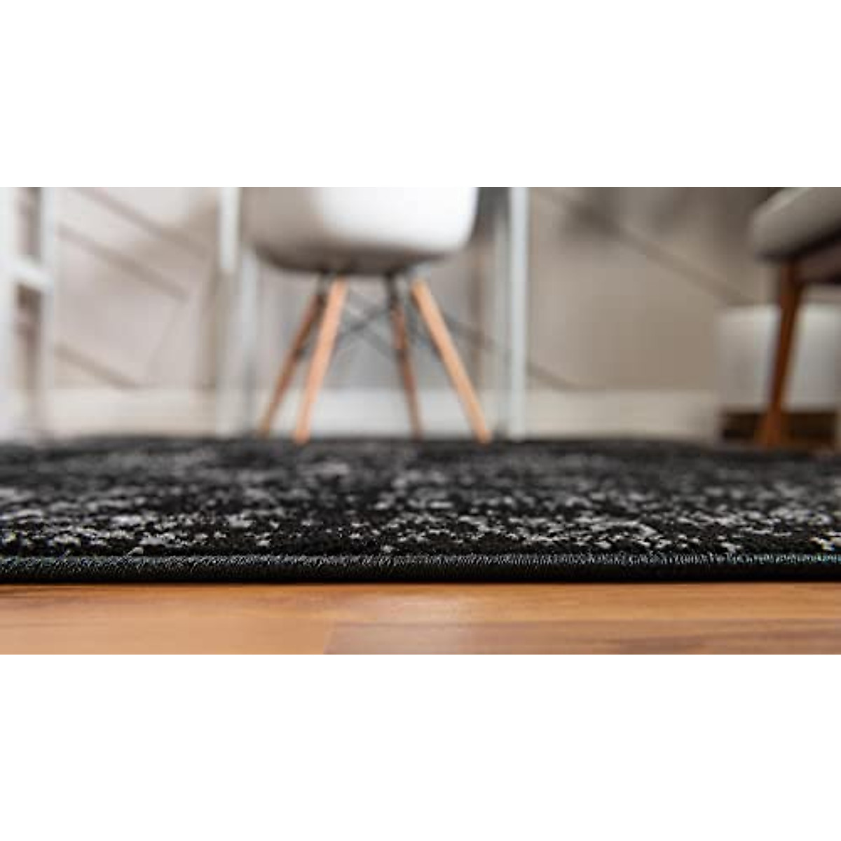 Rugs.com Monte Carlo Collection Rug – 5' x 8' Black Medium Rug Perfect for Living Rooms, Large Dining Rooms, 5 x 8 Feet