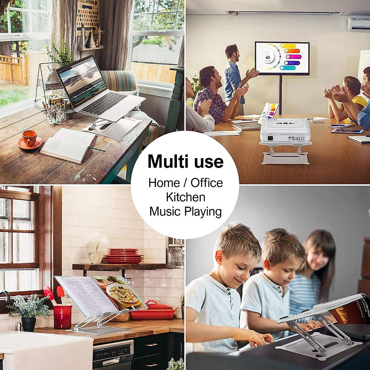 Diswoe Laptop Stand, Ergonomic Portable Aluminum Computer Riser, Ergonomic Laptops Elevator for Desk, Foldable Metal Holder Compatible with Notebook, MacBook and More 10-15.6”Laptop