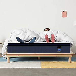 Coolvie 12 Inch Queen Mattress, Hybrid Queen Mattress in a Box, Pocket Springs with Soft Knitted Fabric Cover for a Cool Sleep & Pressure Relief, Medium Firm Feel with Motion Isolation