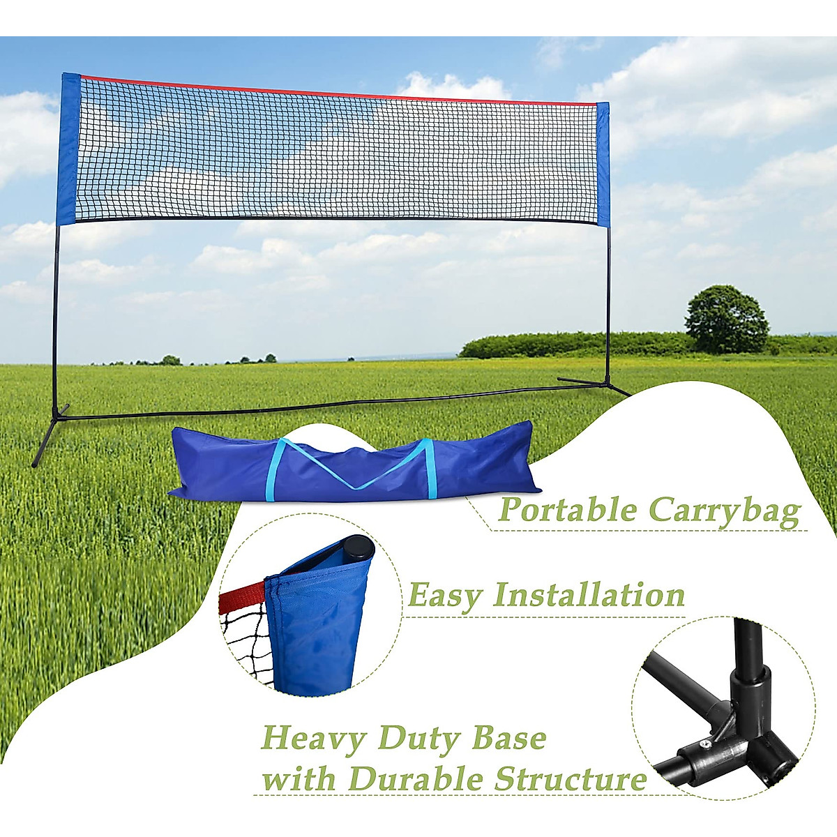 Mini Tang Tennis Net,Portable Tennis Net for Backyard Driveway,10x5.2FT Adjustable Height Tennis Net,Tennis Practice for Indoor and Outdoor,Tennis Court Net,Tennis Training Net with a Carry Bag