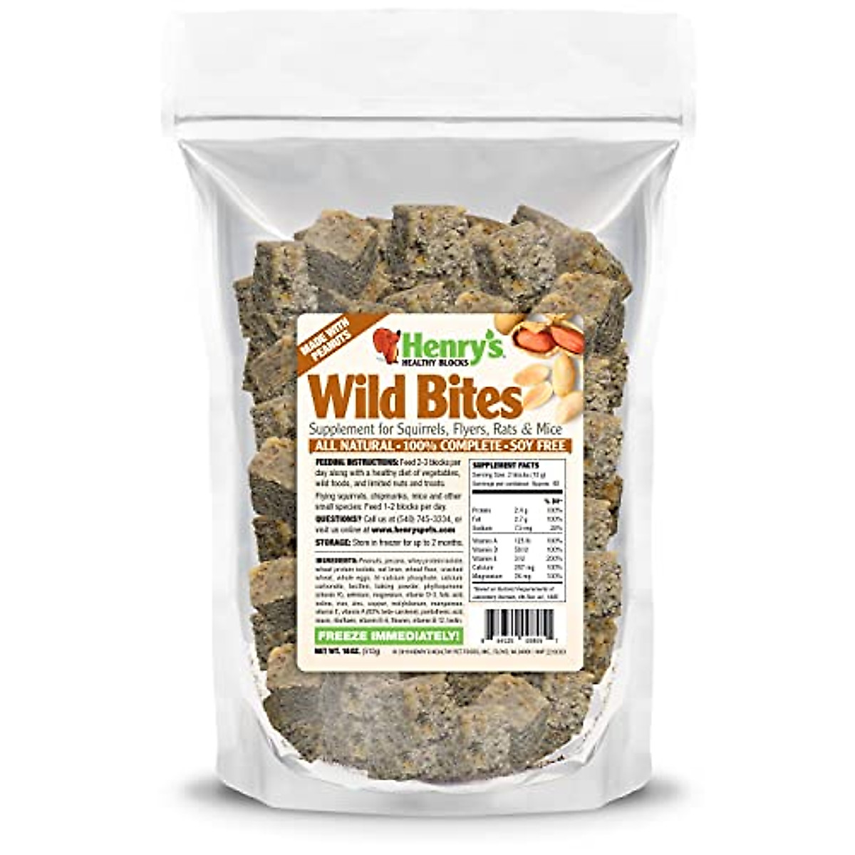 Henry’s Wild Bites – Nutritionally Complete Food for Squirrels, Flying Squirrels, and Chipmunks, 18 Ounces