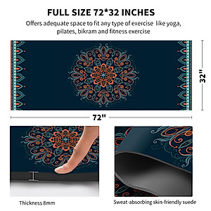 nuveti Suede TPE Yoga Mat High Density Non Slip Yoga Mats with Carrying Bag,72"x32" Extra Thick 8MM Exercise & Workout Mat for Yoga, Pilates and Fitness