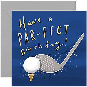 Old English Co. Golf Par-fect Birthday Card - Fun Birthday Cards for Men | Sports Golfer Birthday Greeting Card for Dad, Brother, Husband, Son, Grandad | Blank Inside & Envelope Included