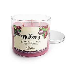 Mulberry Natural 3 Wick Candle, Essential Fragrance Oils, 100% Soy, Phthalate & Paraben Free, Clean Burning, 14.5 Oz.