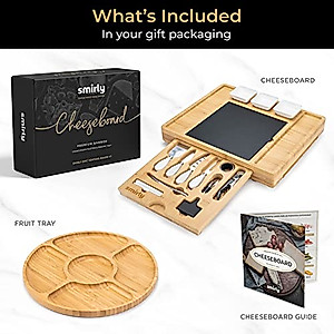 SMIRLY Charcuterie Boards & Accessories, Large Charcuterie Board Set, Bamboo Cheese Board Set, House Warming Gifts New Home, Women Bridal Shower Gift Ideas, Wedding Gifts for Couple, Housewarming Gift