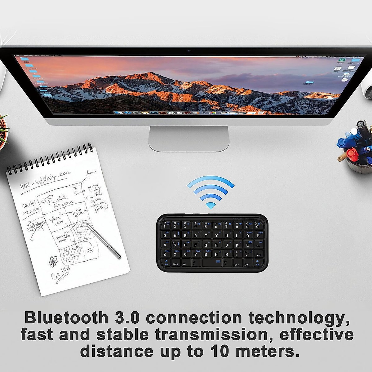 Wireless Bluetooth Keyboard Ultra Slim Silent Mini Wireless Keyboard Rechargeable Portable Pocket Keyboard Travel Size Handheld 49 Keys Cordless Keyboard for iPhone iPad Android Laptop Windows, Mac