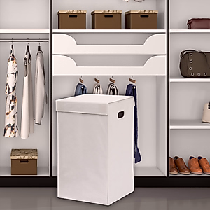 Simple Houseware Foldable Laundry Hamper Basket with Lid, White