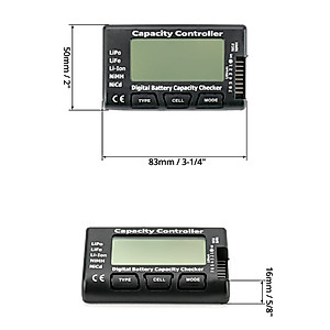 QWORK RC Cellmeter Controller Tester Voltage Tester, 7 Digital Battery Capacity Checker Compatible with LiPo Life Li-ion NiMH Nicd Battery