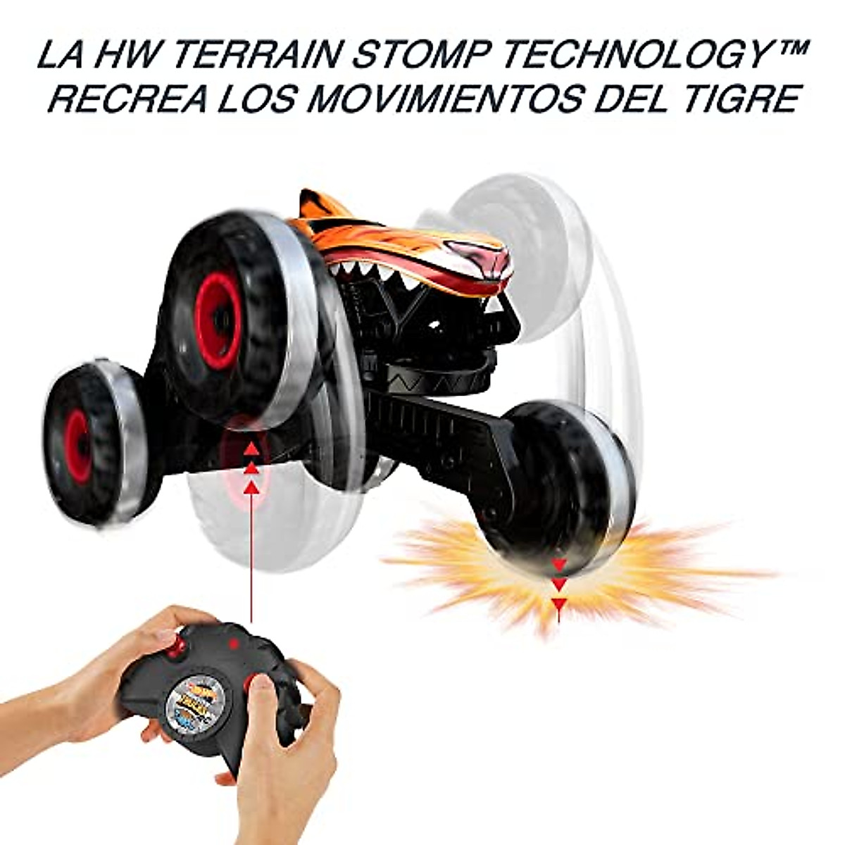 Hot Wheels Rc Monster Trucks Unstoppable Tiger Shark in 1:15 Scale, Remote-Control Toy Truck with Terrain Action Tires