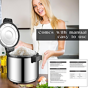 SiliFine Commercial Stainless Steel Electric Rice Warmer Food Warm with Rice Spoon Heavy Duty Rice Warmer with Warm Function Only for Restaurant Party (100 Cups Cooked Rice,100W)