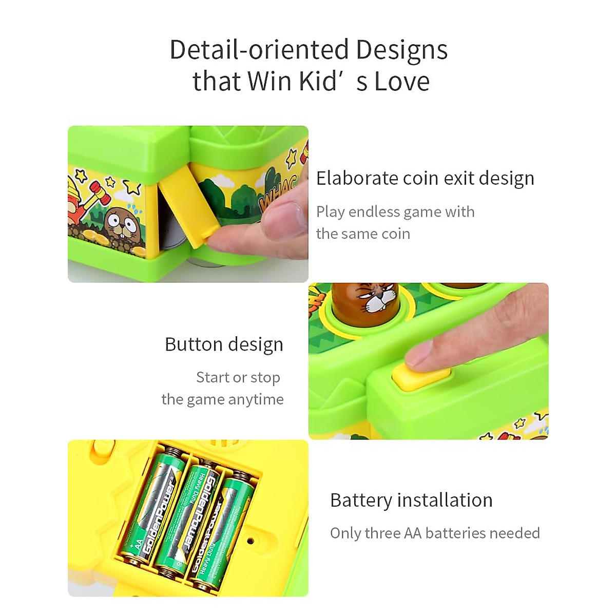 PowerTRC Whack Game Mole Toddler Toys, Mini Arcade Pounding Toys Set with 2 Hammers for 3 4 5 6 7 8 Years Old Boys Girls, Whack Mole Game Toy Interactive Early Developmental Toy