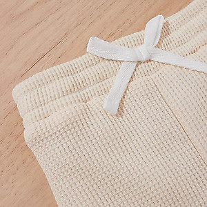 Thorn Tree Newborn Baby Boy Girl Long Sleeve Clothes Set Unisex Baby Knitted Outfits Infant Solid Snap Bodysuit Ribbed Pants (Beige,0-3 Months)