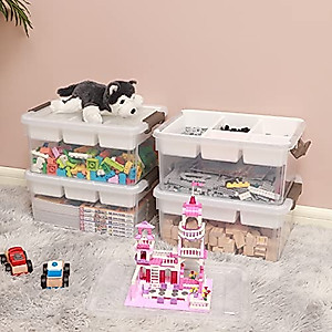 Citylife 17QT Plastic Storage Box with Removable Tray Craft Organizers and Storage Clear Storage Container for Organizing Lego, Bead, Tool, Sewing