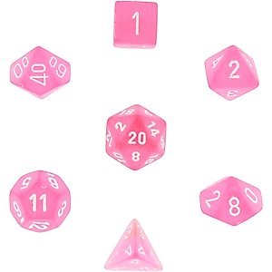 Chessex Polyhedral 7 Die Frosted Dice Set Pink with White