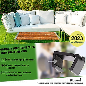 Blasoul Adjustable Sectional Couch Connectors(Suit for Tube Length 1-2.5in)4pcs Small Aluminum Alloy Patio Furniture Clips,H:1.37in*W:1.45in,Without Damaging Rattan and Easy to Keep Furniture Together