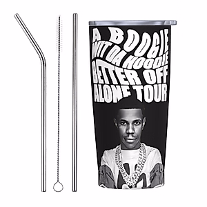 Zyxmconas A Boogie Music Wit da Hoodie Stainless Steel Insulated Tumbler Double Wall Travel Cup With Straw And Lid For Home Office Car 20 oz