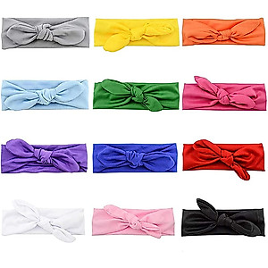 ZOCONE 12 PCS Toddler Headbands, Stretchy Adjustable Bow Headbands for Baby Girls Newborn Infant, Baby Bows and Headbands