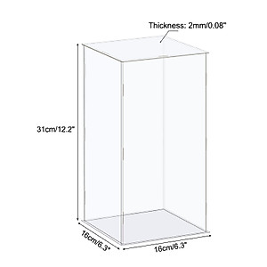 MECCANIXITY Acrylic Display Case Box Clear Dustproof Protection Showcase 6.3x6.3x12.2 Inch for Collectibles Display