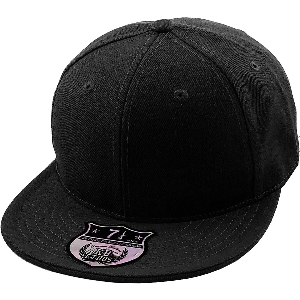 KBETHOS KNW-2364 BLK (8) The Real Original Fitted Flat-Bill Mens Hat True-Fit, 9 Sizes & 20 Colors, Black