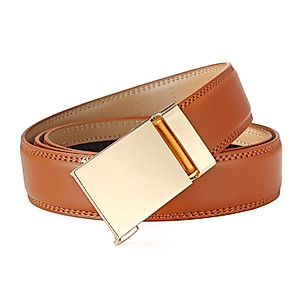 guvoosm Men's Belt Ratchet Leather Dress Suit Casual Jeans Belts -Trim to fit-35cm wide-505-TAN-110