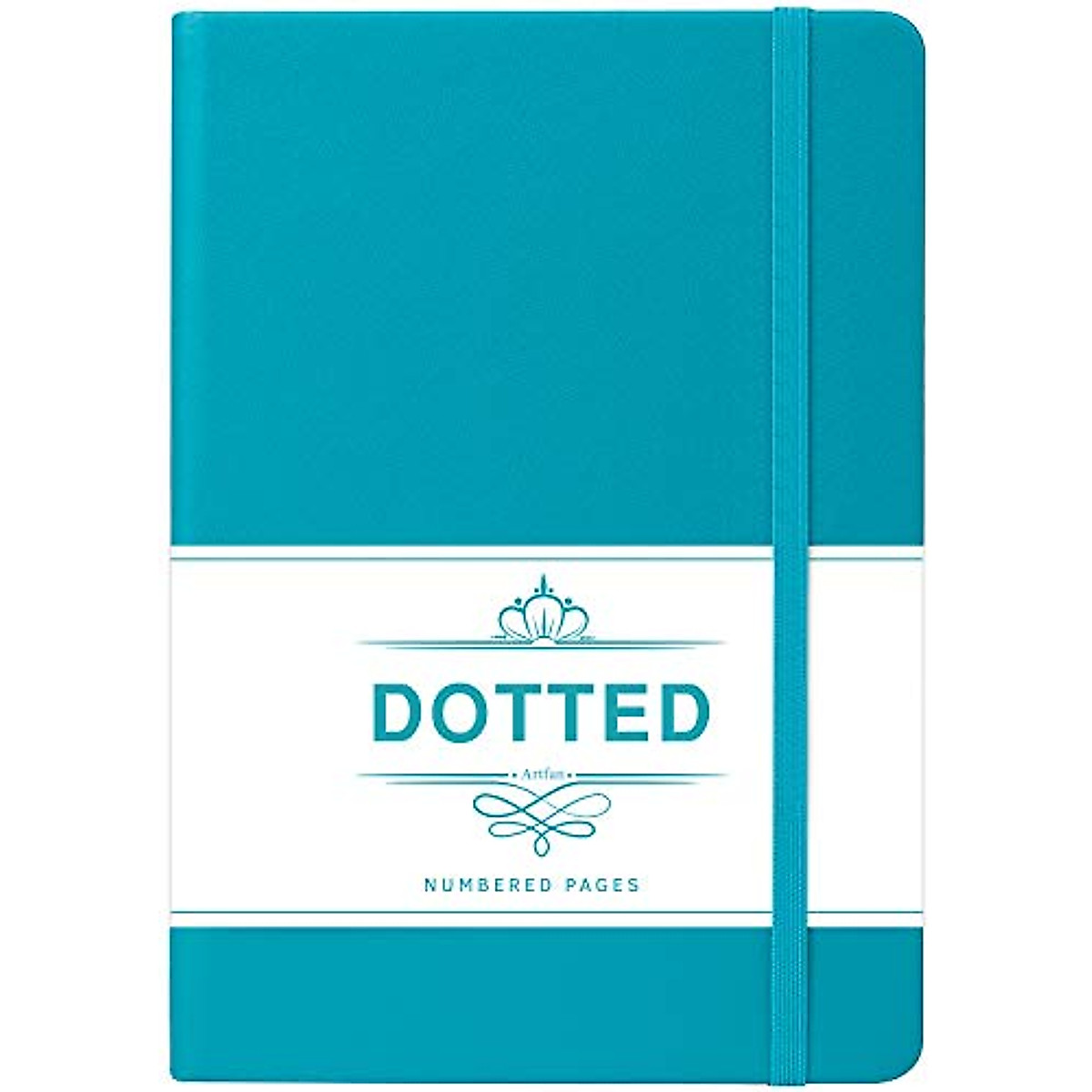 Artfan Bullet Dotted Journal Notebook - Dotted Grid Hard Cover Notebook, Index & Numbered Pages with Label, 5.25" x 8.25", Thick Paper with Inner Pocket & 2 Bookmarks, Faux Leather - Teal