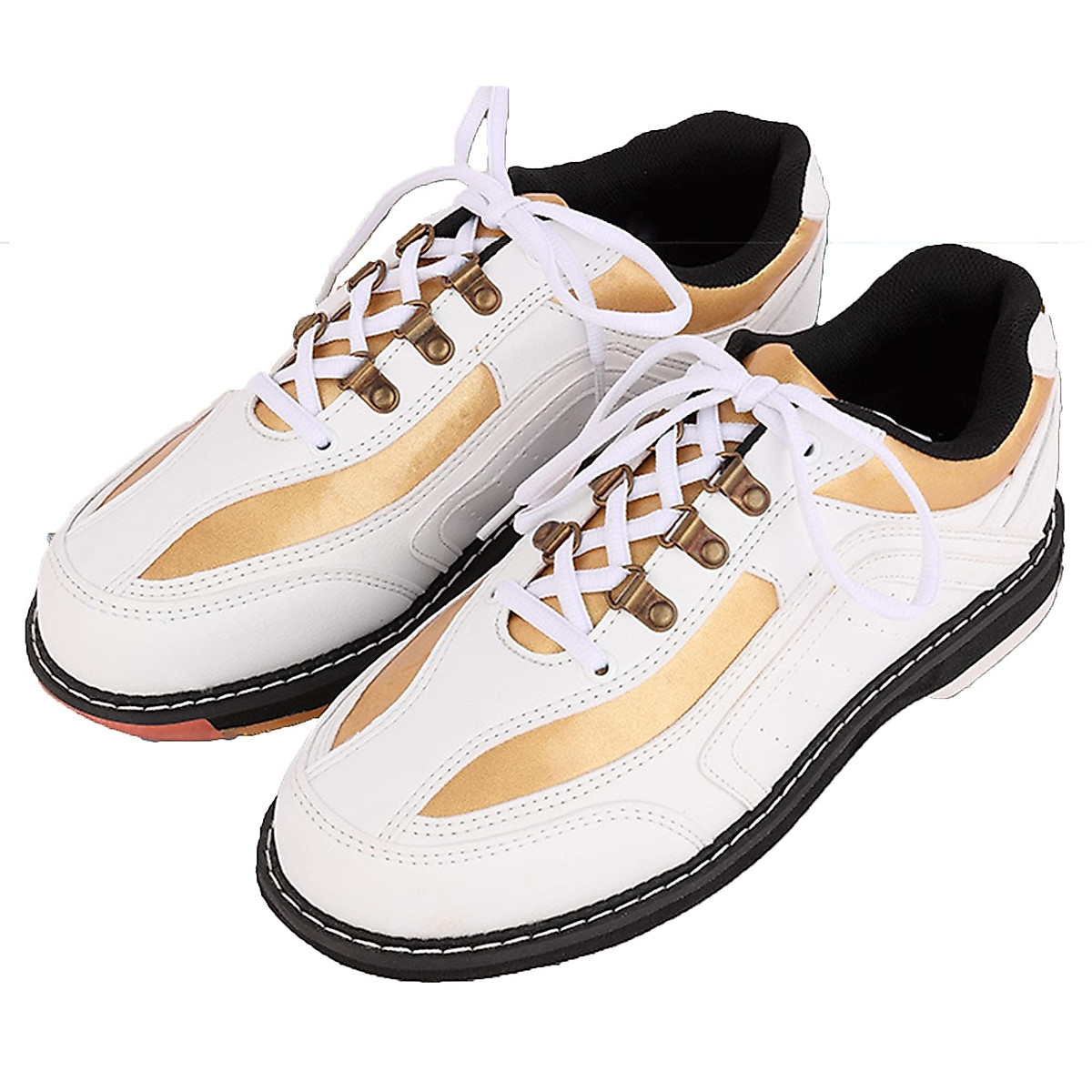 VEACAM Ladies Bowling Shoe, Lace Up Womens Bowls Sneakers Casual Walking Workout Trainers for Female,White,5.5