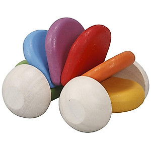 PlanToys Wooden Baby Car Toy (5229) | Rainbow Color Collection |Sustainably Made from Rubberwood and Non-Toxic Paints and Dyes