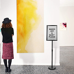 YIYO Adjustable Pedestal Poster Sign Stand,8.5 x 11 Advertising Business Menu Sign Holder for Floor Standing with Aluminum Snap-Open Reusable Frame,Black (8.5 x 11)