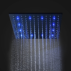Cascada Square Rainfall LED Shower Head, Heavy Duty Metal (Without Shower Arm) (8 Inch, Matt Black)
