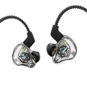 keephifi KBEAR KS1 in Ear Monitors KBEAR Earbuds Single DD Wired Earphone Studio Earbuds IEM Earphones in Ear Headphones Wired Noise Cancelling Headset for Musicians Drummers Singers (Clear, No Mic)