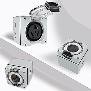 STARELO 30Amp Power Outlet Box,NEMA 10-30R Receptacle 125/250Volt,Outdoor dustproof and Weatherproof.No Grounding, Outlet for Electric Dryers, Heavy Duty Industrial Grade Power Receptacle.ETL Listed.
