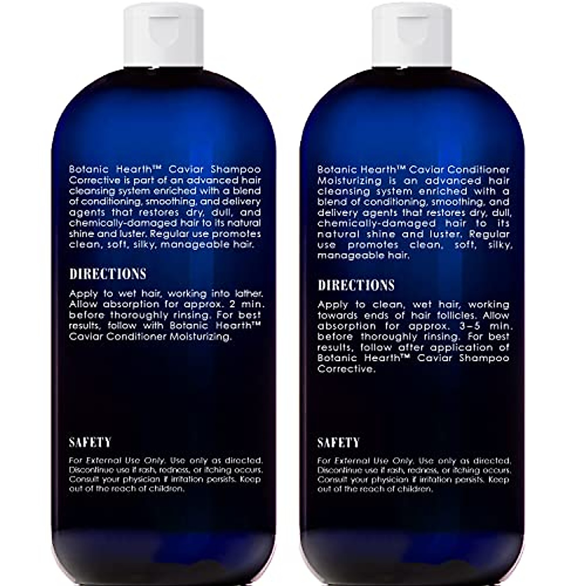 Botanic Hearth Caviar Shampoo and Conditioner Set - Sulfate Free, Shampoo Enriched with Keratin & Conditioner with Silk Protein - for Men and Women - Safe for Color Treated Hair - 16 fl oz each