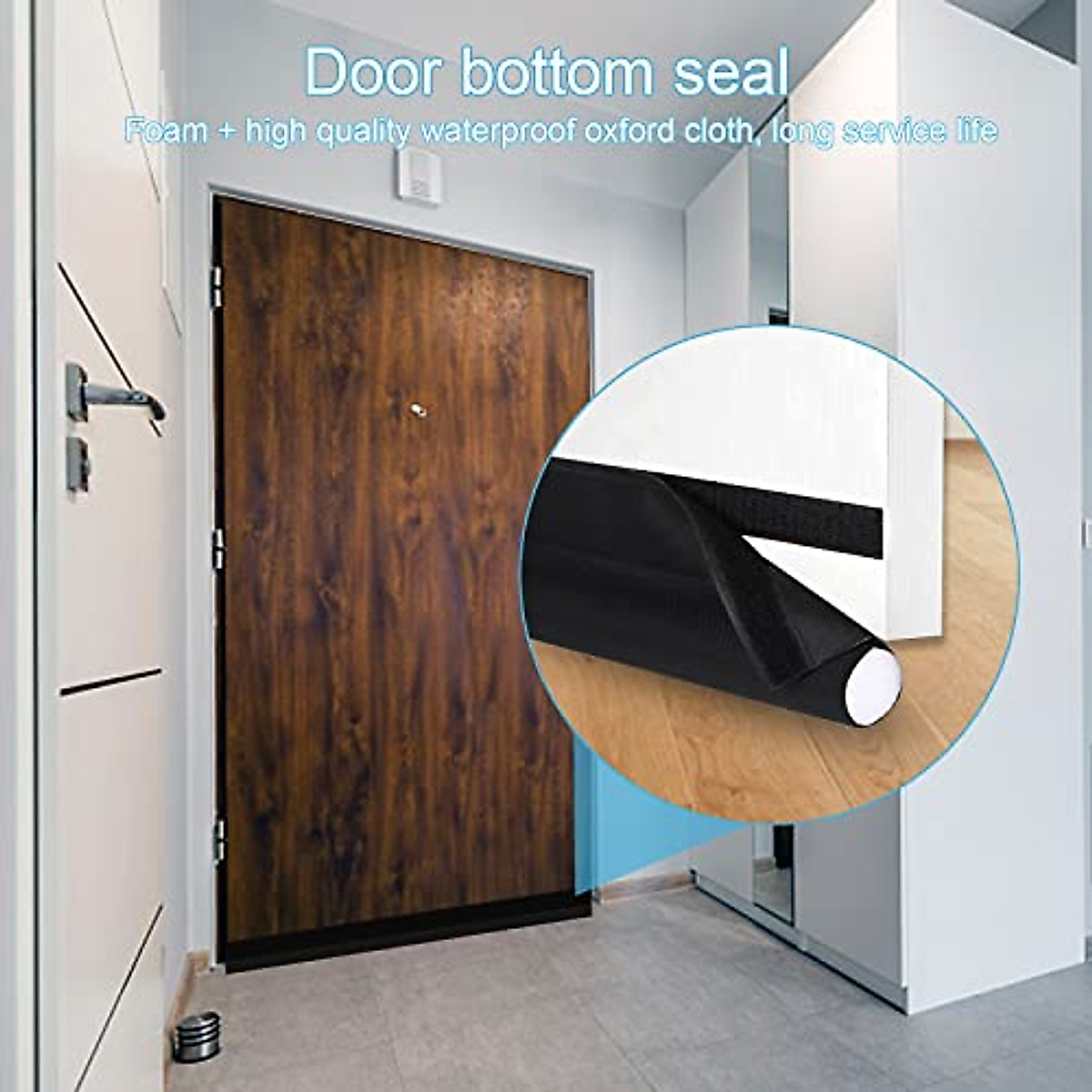 Door Draft Stopper, 37" Under Door Draft Stoppers, Adjustable Door Draft Blocker Bottom for Soundproof, Isolating Hot and Cold Air, Dust, Smoke, Wind and Breeze (Black, 1 Pack)