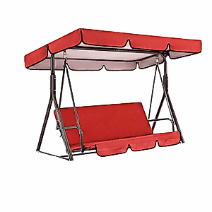 ASkinds Outdoor Patio Swing Cushions 3 Seater and Canopy Replacement, Waterproof Swing Replacement Parts for Outdoor Patio Swing Chair or Hanging Glider Porch Bench Furniture Cover(Red)