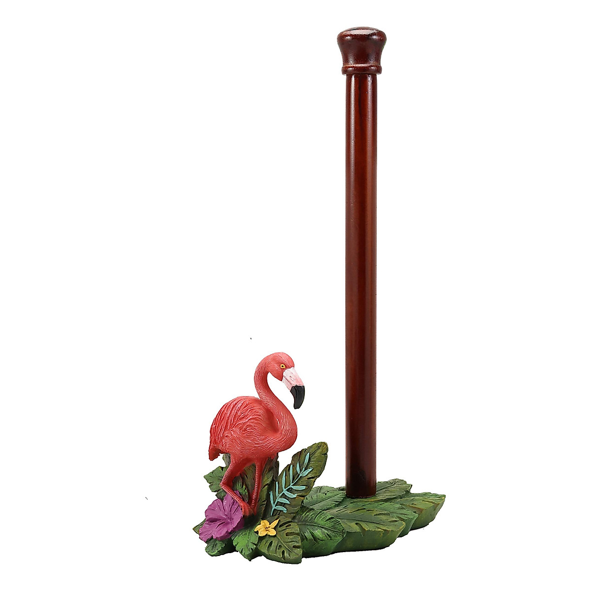 Ebros Gift Tropical Birds of Paradise Graceful Pink Flamingo Kitchen Dining Paper Towel Holder Dispenser 15" High Home Accent Western Decorative Figurine Dinner Table or Bar or Countertop Centerpiece