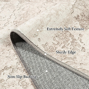 Art&Tuft Washable Rug, Anti-Slip Backing Abstract 8x10 Rug, Stain Resistant Rugs for Living Room, Foldable Machine Washable Area Rug (TPR53-Beige, 8'x10')