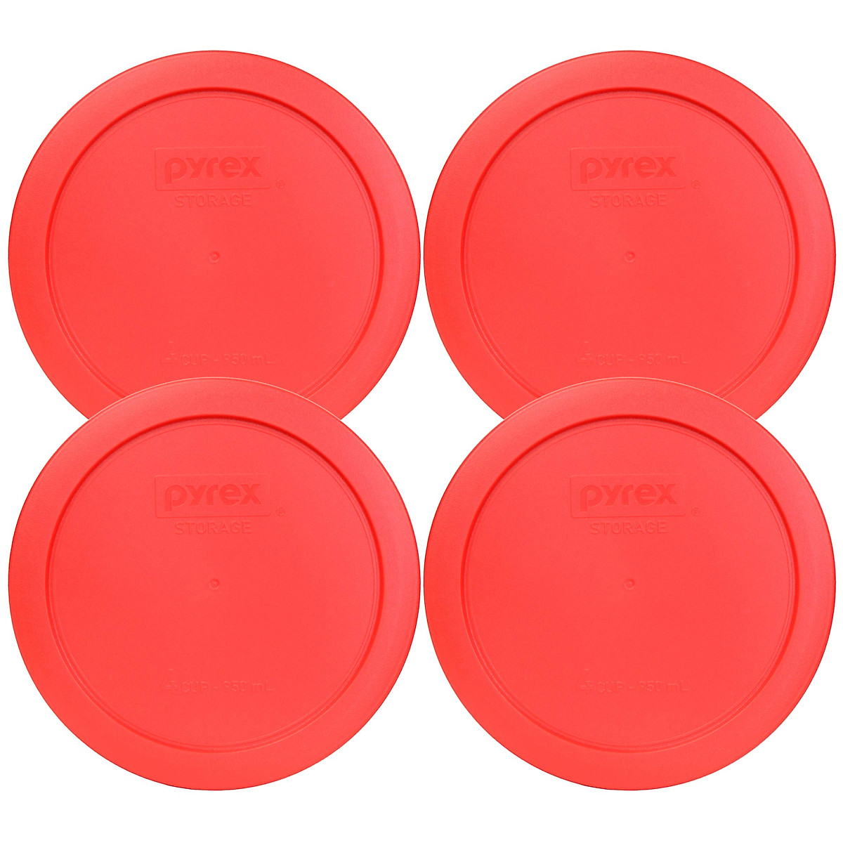 Pyrex 7201-PC Round Red 6.5" 4 Cup Lid for Glass Bowl 4 Pack