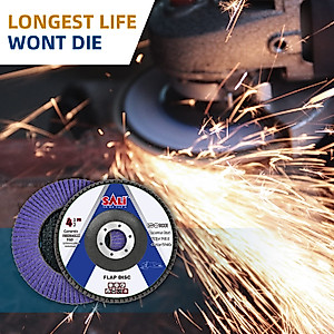 Sali 20 Pack Ceramic Flap Disc 60 Grit 4.5" x 7/8 Inch Sanding Disc Bevel Type #29 Premium and Industrial Grade Angle Grinder Grinding Wheel High Performance Edge Grinding Purple