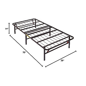 Amazon Basics Foldable Metal Platform Bed Frame with Tool Free Setup, 14 Inches High, Twin, Black