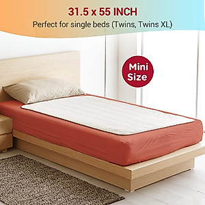 Comfytemp Heated Mattress Pad Mini Twin Size 31"x55", Single Controller Quilted Electric Mattress Pads with 7-Layer Comfort Structure, 3 Heat Settings & 10 Hours Auto Shut Off, Machine Washable