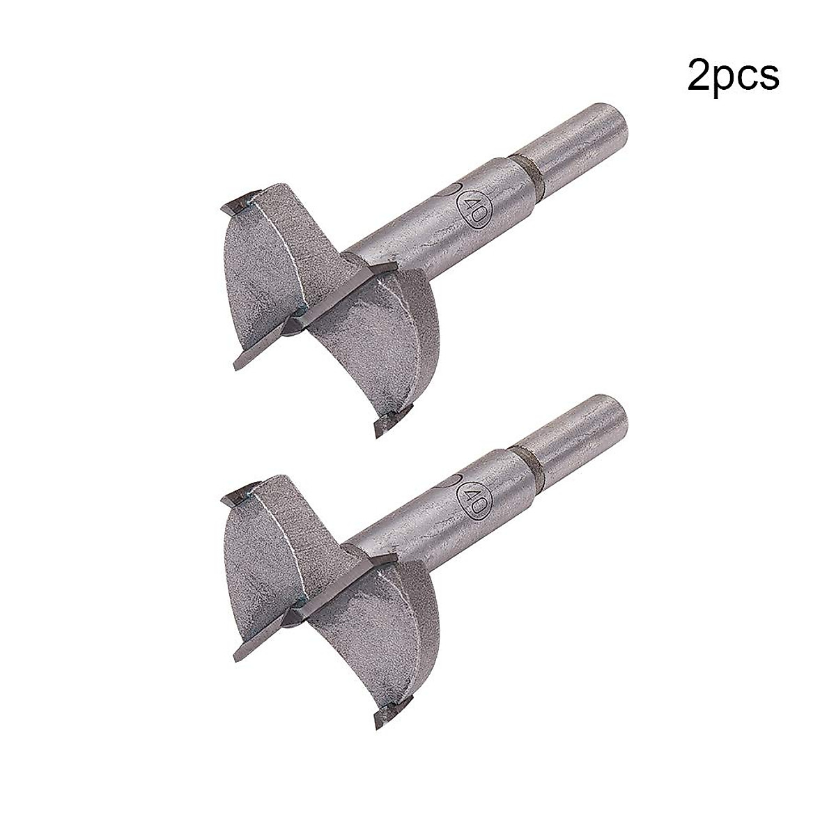 Utoolmart Forstner Drill Bits, 40mm Cemented Carbide Wood Cutter Tool, Hex Shank Woodworking Hole Saw Cutter, 80mm Length Woodworking Hole Boring Bit, Gray, 2 Pcs