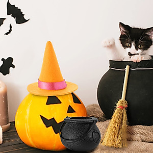 24 Pcs Halloween Mini Witch Hats, Mini Broom, Candy Cauldron Kettles, Halloween Decorations Witch Craft Miniatures Wizard Accessory, St Patrick's Day, Wizard Theme Party Decorations