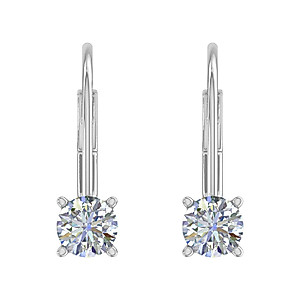 0.55 Carat Diamond Leverback Drop Earrings in 10K White Gold - IGI Certified