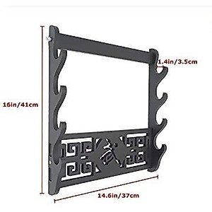 LUCKNIGHT Display Stand 4- Tier Wall Mount Sword Holder, Samurai Sword Wood Holder Stand Hanger Display Bracket Rack Sword Stand