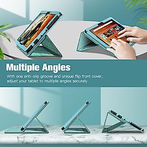 Fintie Case for All-New Amazon Fire HD 10 and 10 Plus Tablet (13th/11th Generation, 2023/2021 Release) - [Flex Stand] Premium Vegan Leather Multi-Angle Folio Cover, Shades of Blue