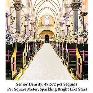 Aisle Runner for Wedding 15FTx2FT Sequin Aisle Runner Indoor Outdoor Ceremonies Decor Ivory Carpet Runner Church Runner Wedding Walkway Carpet Runner Rugs Aisle Runner Sequins (2FTx15FT, Ivory)