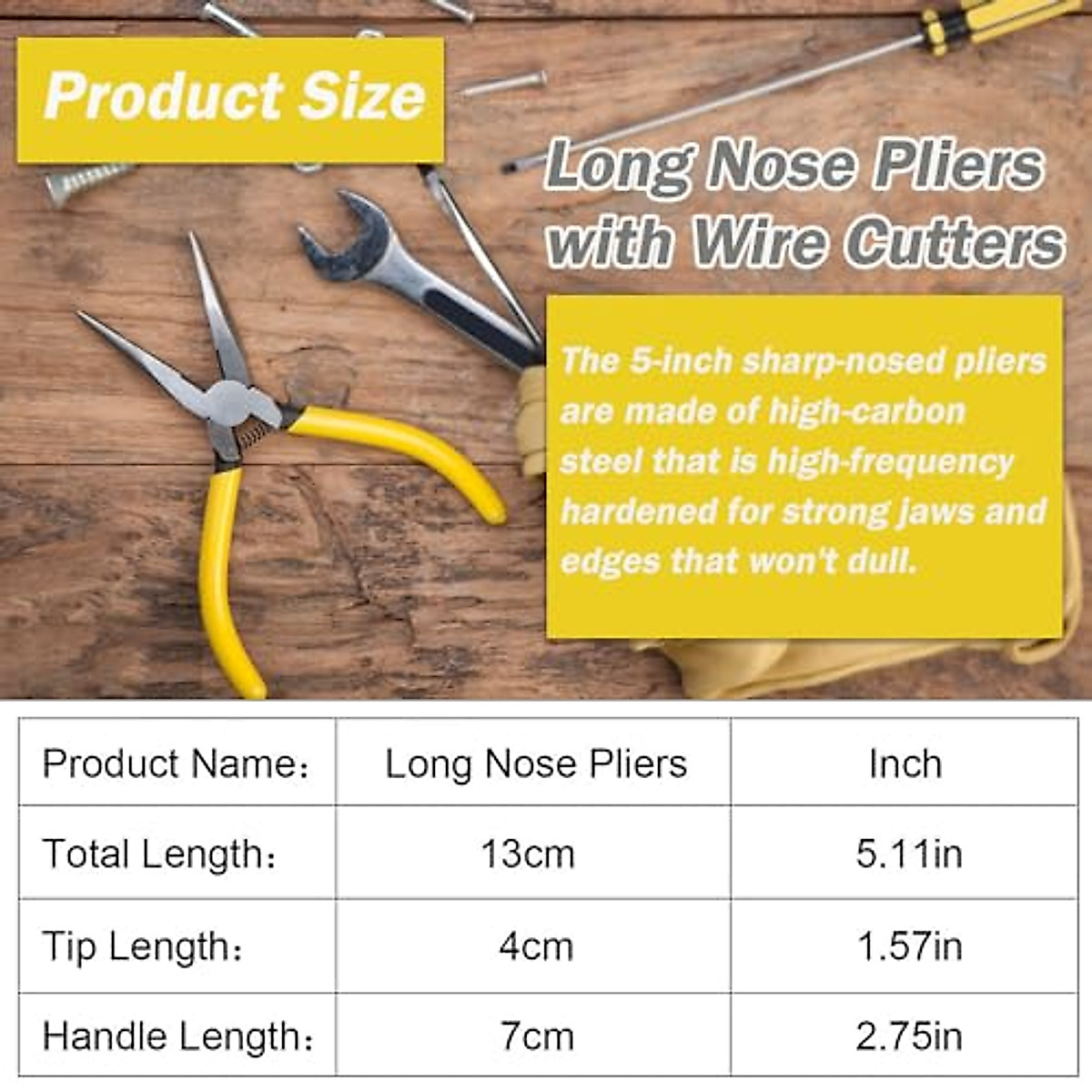 Rongon Spring Loaded Needle Nose Pliers 5 Inch Precision Long Reach Nose Pliers Wire Cable Cutter Hand Tools for Bending Wire, Handcraft, PCB Board, Working in Tight Areas